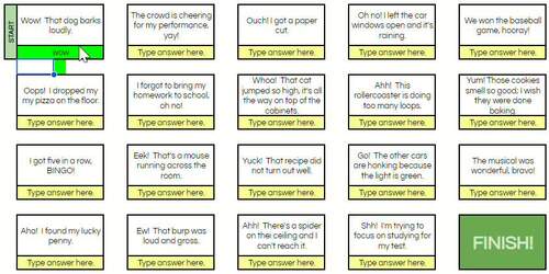 Digital Self Checking Maze Activity: Identifying Interjections (Google ...