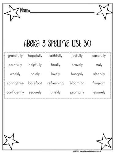 Abeka Spelling & Poetry 3 List 30 - 6th Edition - Practice Adding the ...