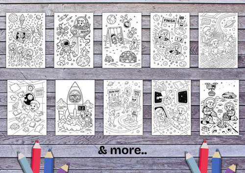 My Space Adventure Coloring Book For Kids, 30 Outer Space Pages | TPT
