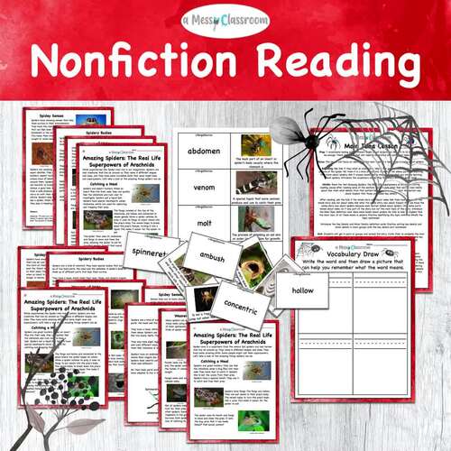 Amazing Spiders Arachnids Nonfiction Text RI.2.2 Main Topic & Key ...