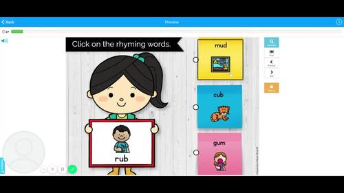 Boom Cards Rhyming Worksheets Digital Learning ELA Short U | TPT