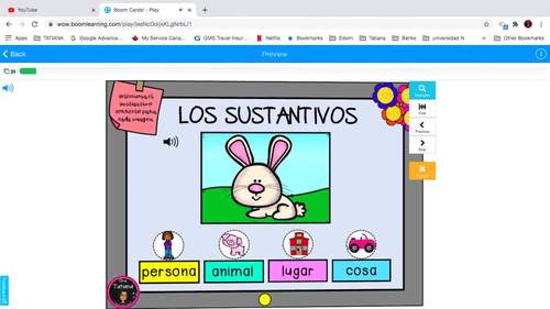 Spanish Boom cards | Los Sustantivos by Sra Tatiana | TPT