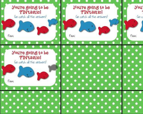 Swedish Fish Testing Motivation Treat Tag- Go catch all the answers!