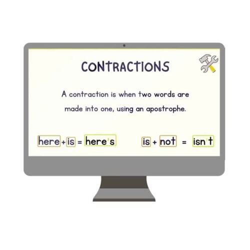 Contractions / Grade One Grammar / Worksheets, PowerPoint, Game | TPT