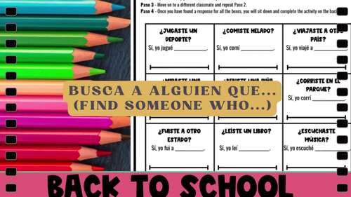 Find Someone Who Back to School Spanish Activities First Day of School
