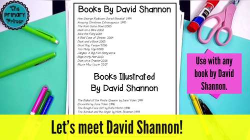 David Shannon Author Study Packet by The Reading Primer | TPT