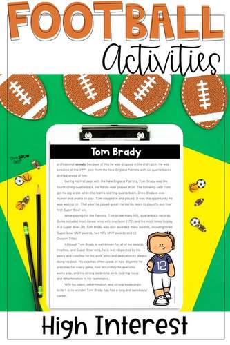 Football Reading Comprehension Passages Activities with Digital | TpT