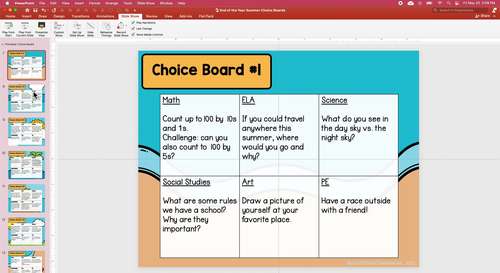 8 Printable and Digital Review Summer Themed Choice Boards | 1st and ...