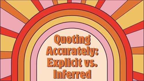 Explicit vs. Inferred Meaning | Text Evidence & Inference Activity