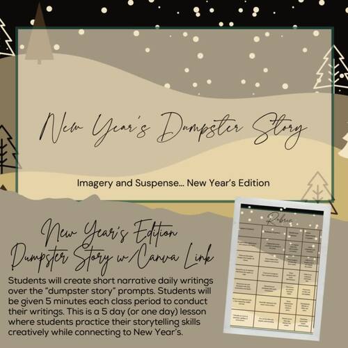 New Year's Dumpster Narrative Story w/Canva Link (Bell Work) ELA 7-12