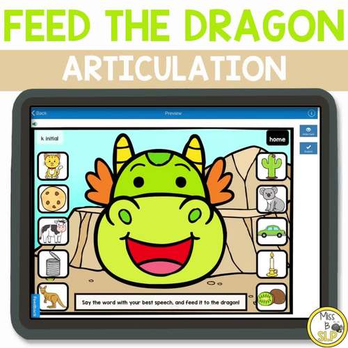 Digital Feed the Dragon Articulation - Boom Cards by Miss B SLP | TPT