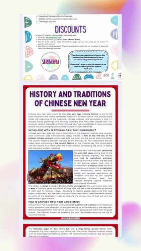 Lunar New Year History & Traditions | NO PREP READING & WRITING LESSON ...