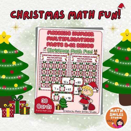 Christmas Missing Number Multiplication Facts 2–12 Bingo | Holiday Math ...