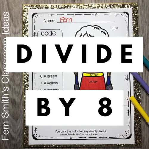 Divide By 8 Color By Number Worksheets for Third Grade | TPT