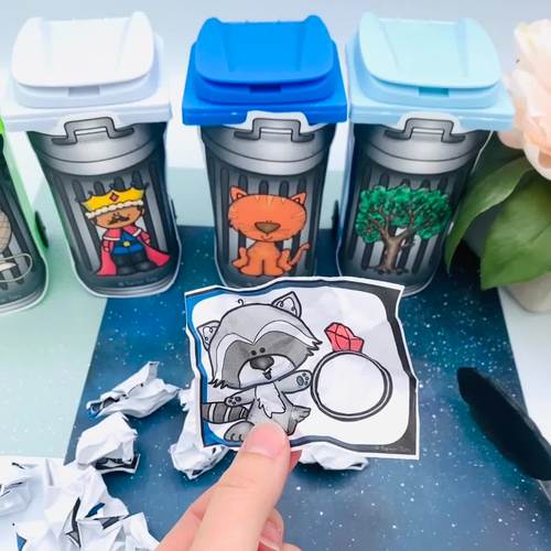 Raccoon Rhyming Words Picture Cards Activity-Nocturnal Animals Literacy ...