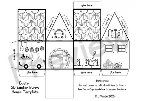 Easter Craft Bunny House Paper Craftivity & Spring Activity Templates