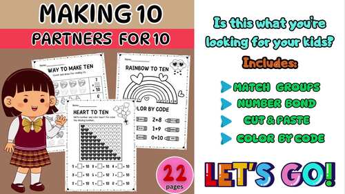 Making Ten: Friends of Ten and Number Partners Activities and Worksheets