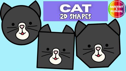 Cat 2D Shape Clipart | 2D Cat Clipart Shapes for Math Activities