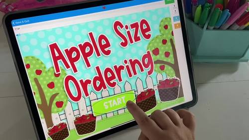Apple Size Ordering Boom Cards | Distance Learning by Pre-K Tweets