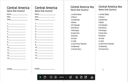 Geography, Central America Map Quiz by Geography and Math Made Easy