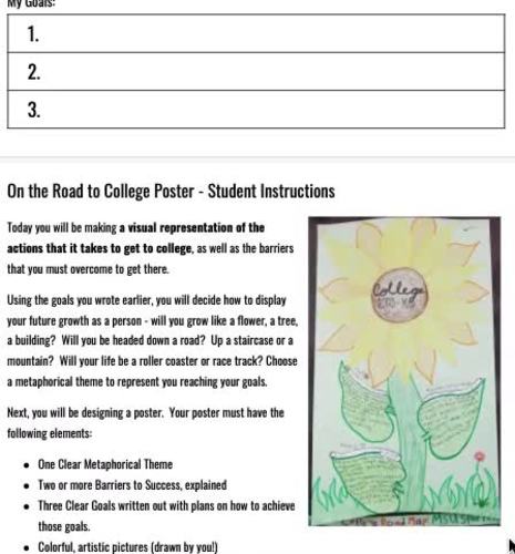 l On the Road to College Poster Project for the avid learner l Goal Setting