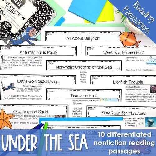 Ocean - Under the Sea Reading Comprehension Passages by ELA with Mrs Martin