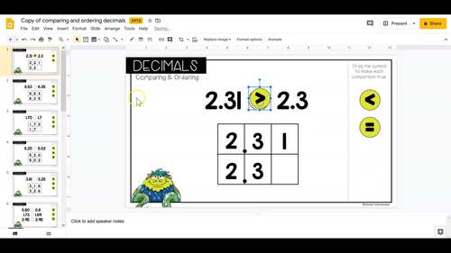 Comparing and Ordering Decimals to the Hundredths Digital Activities