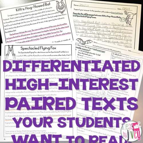 Paired Texts [Print & Digital]: Bats, Owls, & Spiders (Distance Learning)