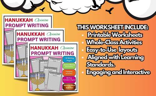 Hanukkah Opinion And Prompt Writing Activities Morning Work 4th,5th,6th ...
