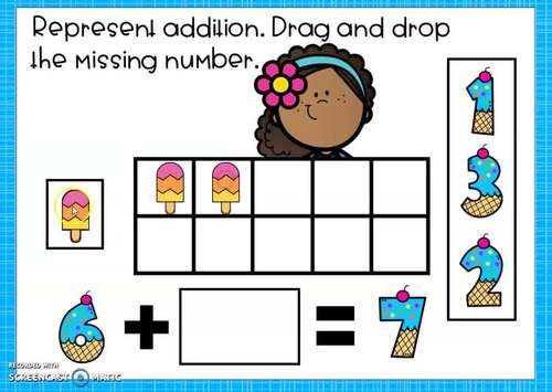 Missing addend 0-10 1st grade Boom Cards distance learning by Madame Soleil