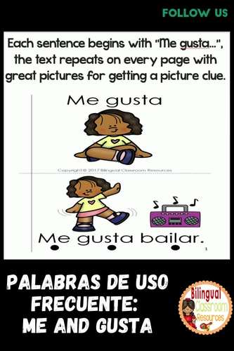 Palabras de uso frecuente: me and gusta. High Frequency Words in Spanish