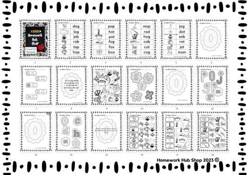 Short o Vowel CVC Word Workbook or Activity Book (Black and White Version)