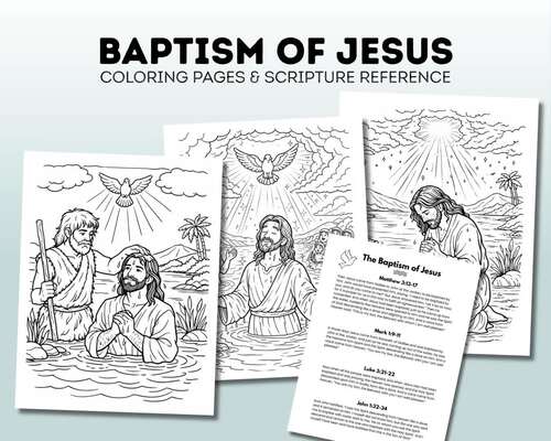 Baptism of Jesus Coloring Pages | Bible Story Activity | Scripture ...