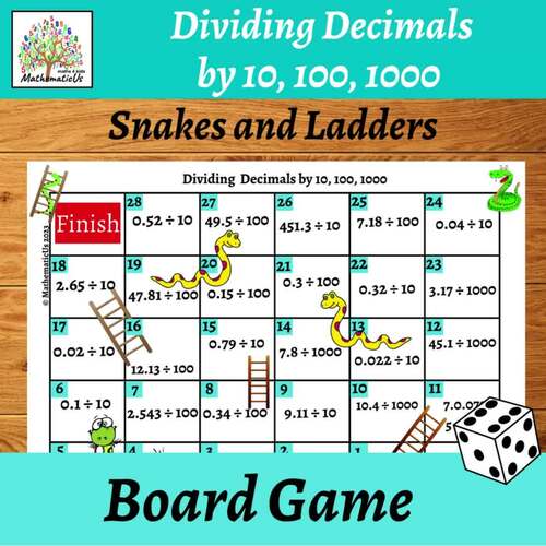 Dividing Decimals by 10 100 1000 Snakes and Ladders Maths Board Game