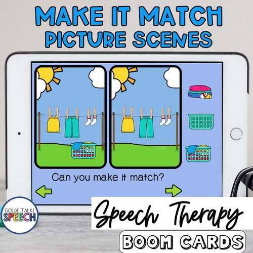 Make it Match Picture Scene Boom Cards Speech | Same and Different