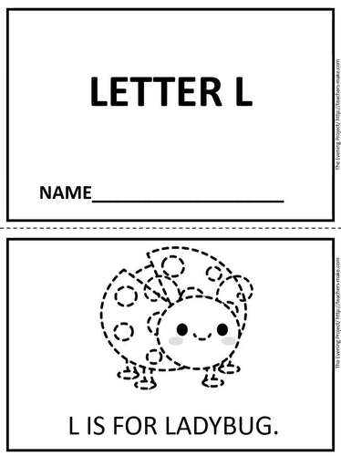 Letter L tracing and coloring emergent reader for pre-K, K, homeschool ...