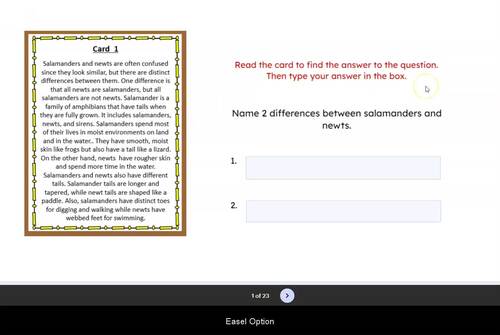 Amphibians Salamanders Scavenger Hunt with Easel Option by CarolJ Creations