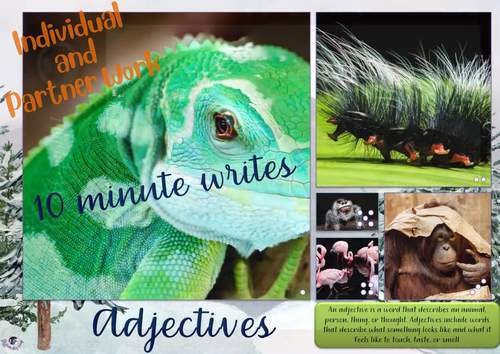 Quick Writes Picture Writing Prompts Adjectives Characters | TpT