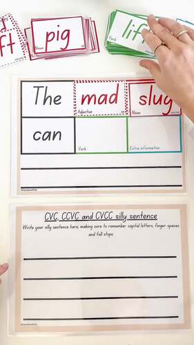 CVC, CCVC, CVCC grammar game for silly sentence parts of speech ...