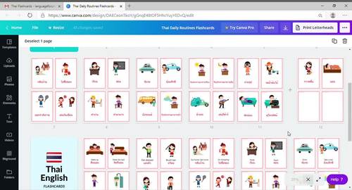 Daily Activity Thai flashcards verbs by Language Forum | TPT