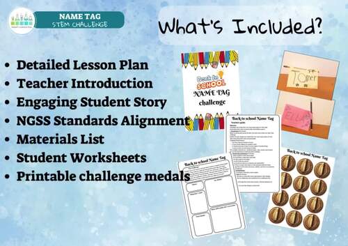 Back to School Name Tag STEM Challenge by Inbal's science fun | TPT