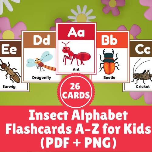 Insect Alphabet Flashcards A–Z: 26 Printable Bug Learning Cards for Kids