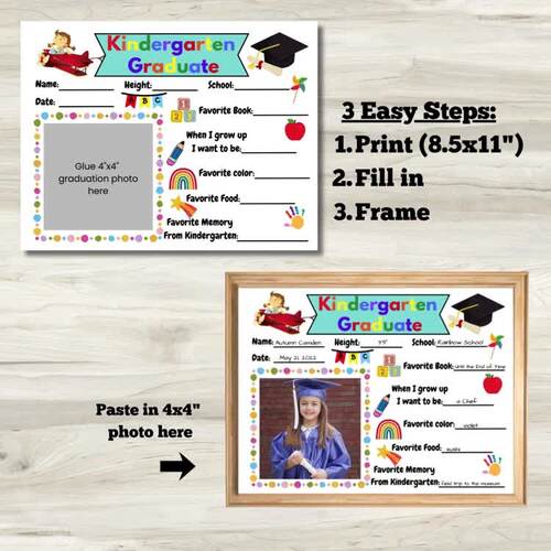 Kindergarten Graduation Keepsake Printable Last Day of Kindergarten ...