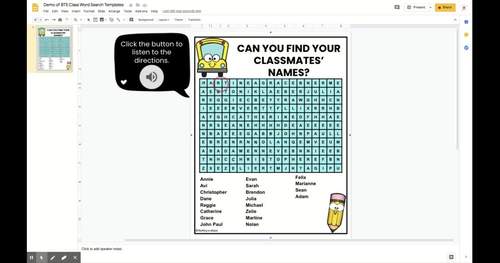 Editable Class Word Search Puzzle Templates- printable & digital