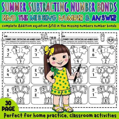 Summer Subtracting & Number Bonds | Fun Math Practice for Early Learners
