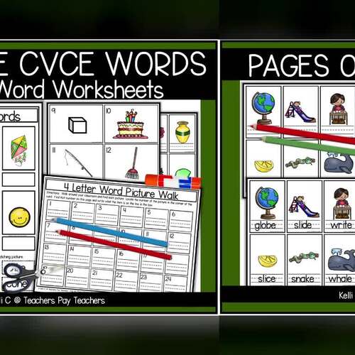 4 Letter CVCE Words Worksheets Long Vowel Sounding It Out Write the Room