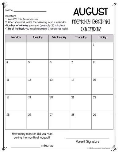 Simple Reading Calendars July 2025 - June 2026 | TPT