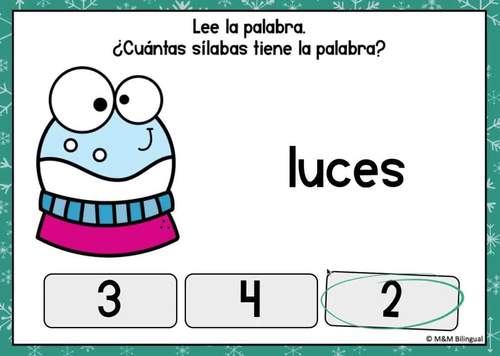 Winter - Syllables Boom Cards | SPANISH by MM Bilingual | TPT