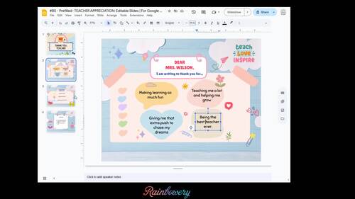 Digital Teacher Appreciation Template – Editable in Google Slides