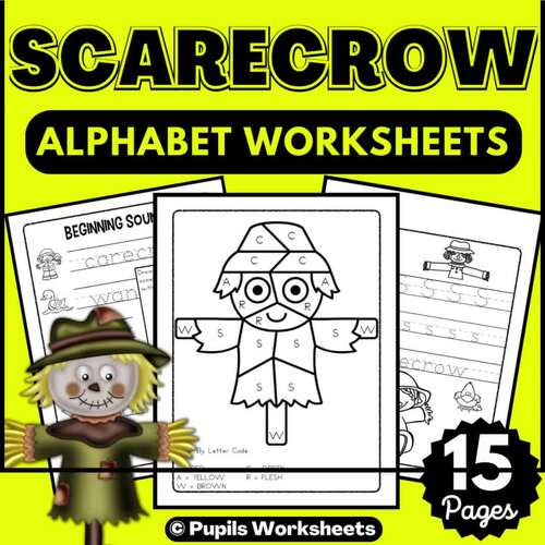 Scarecrow Alphabet Worksheet I Fun Kindergarten Math and Literacy ...